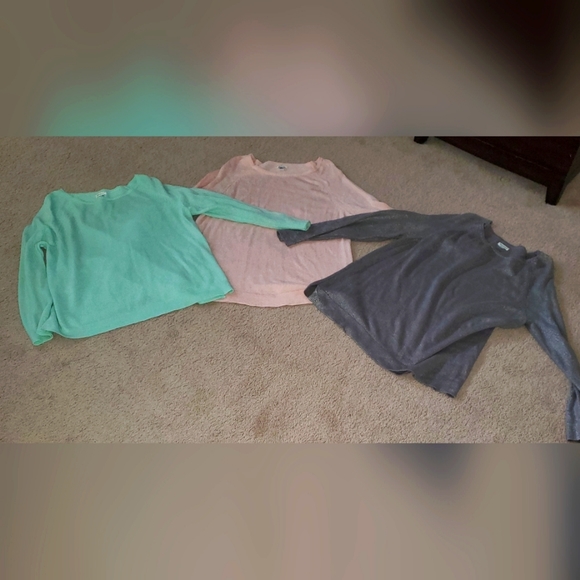 Hannah | Sweaters | 3 Shimmery Open Knit Crewneck Sweaters Blue Grey ...